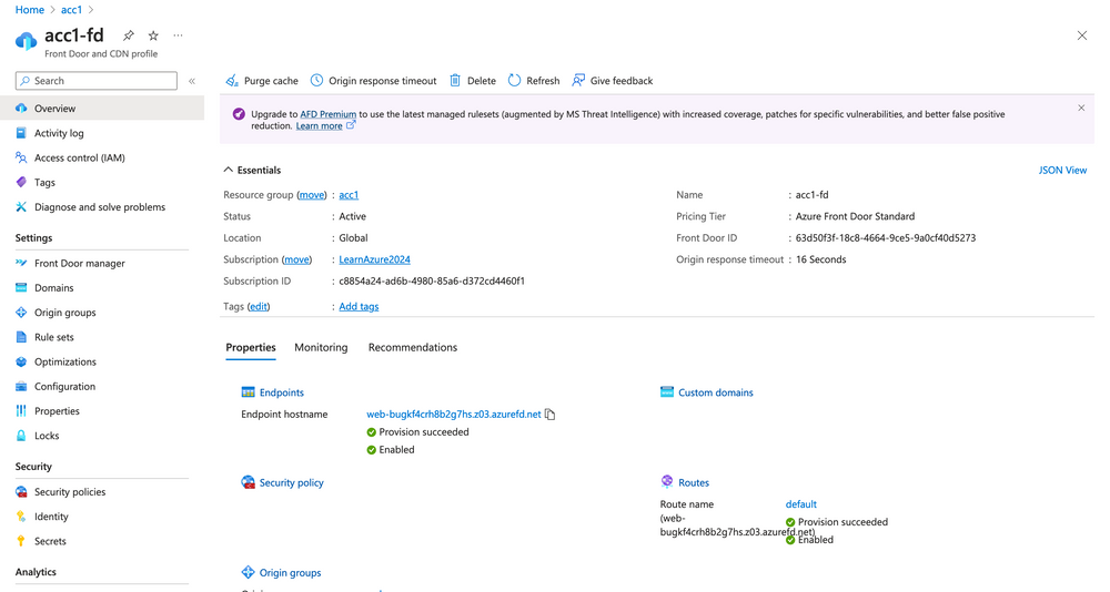 Host Static Website through Storage Account and Azure Front Door using ...